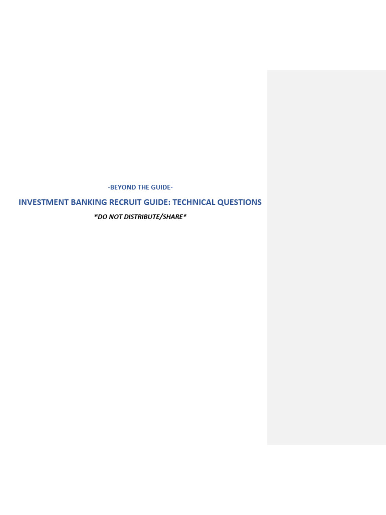 Investment Banking Technical Questions Guide | PDF | Equity (Finance ...