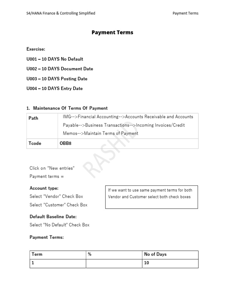S4hana Terms+of+Payment | PDF | Invoice | Accounts Payable