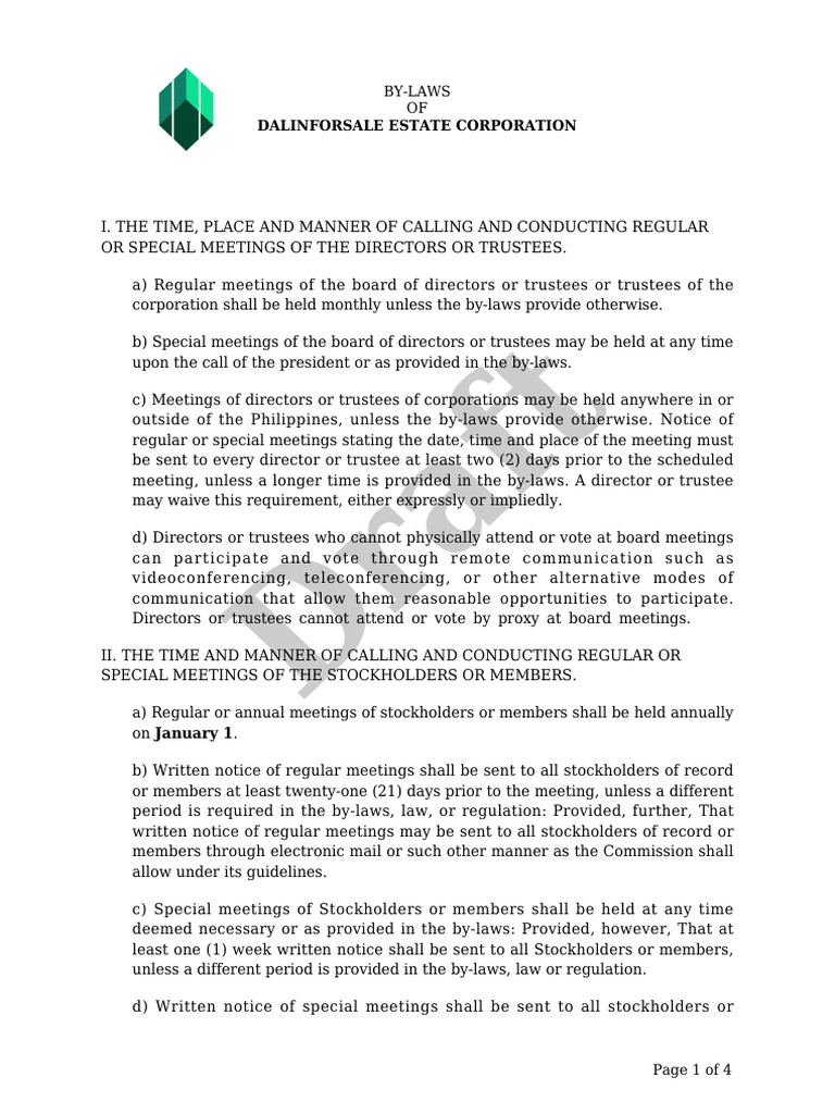 By Laws | PDF | Board Of Directors | Proxy Voting