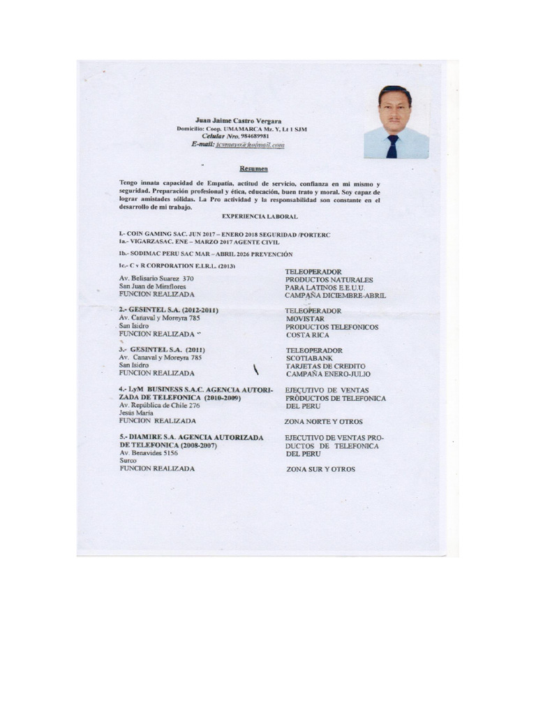 CV Jaime Castro | PDF