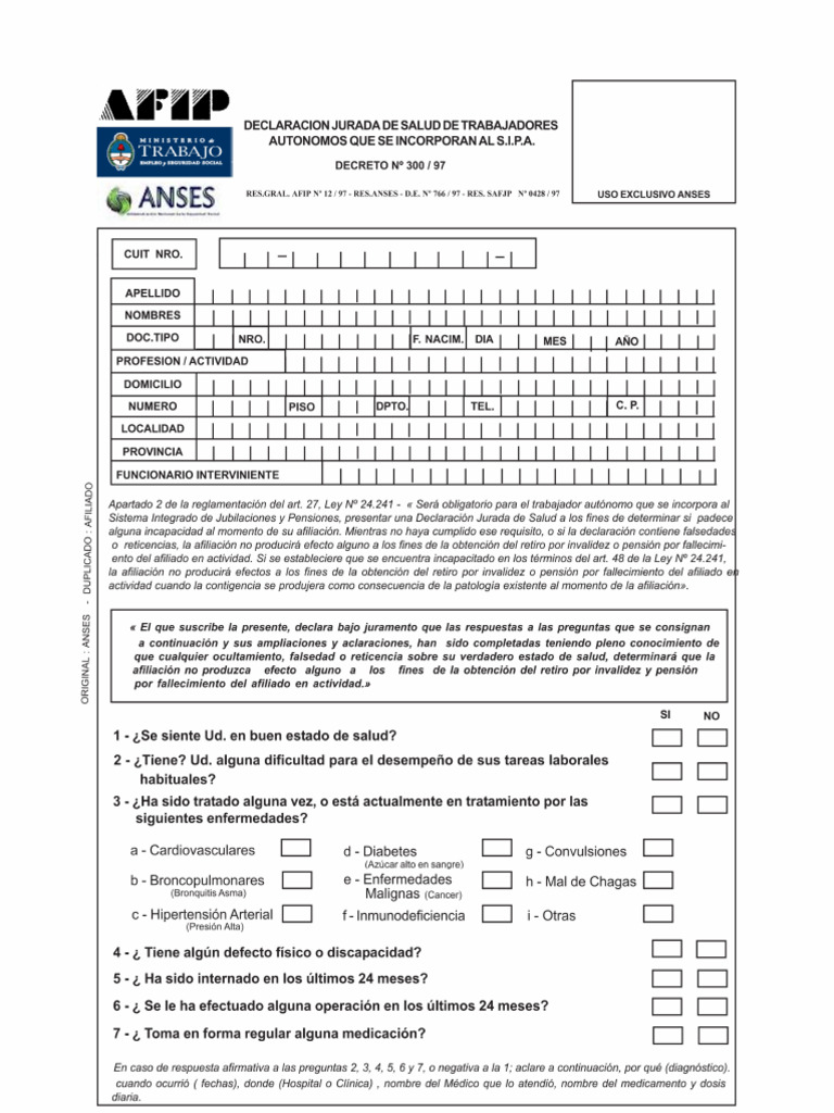 ANSES - Formulario 3 | PDF