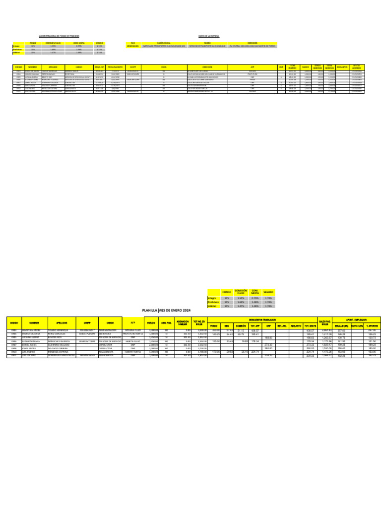 Ejemplo de Planilla de Remuneraciones (1) | PDF | Pensión | Jubilación