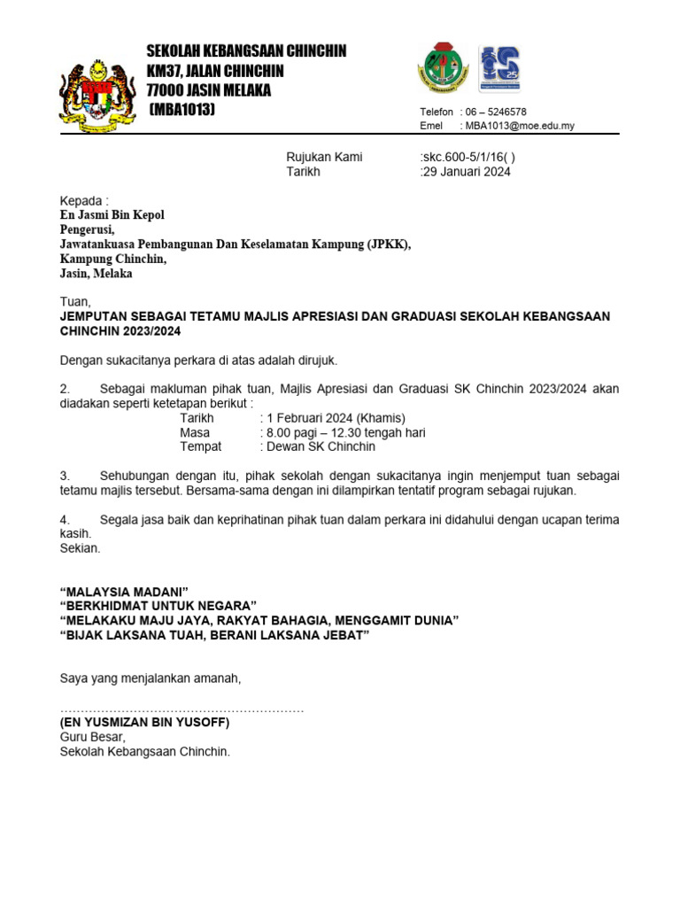 SURAT JEMPUTAN apresiasi jpkk | PDF