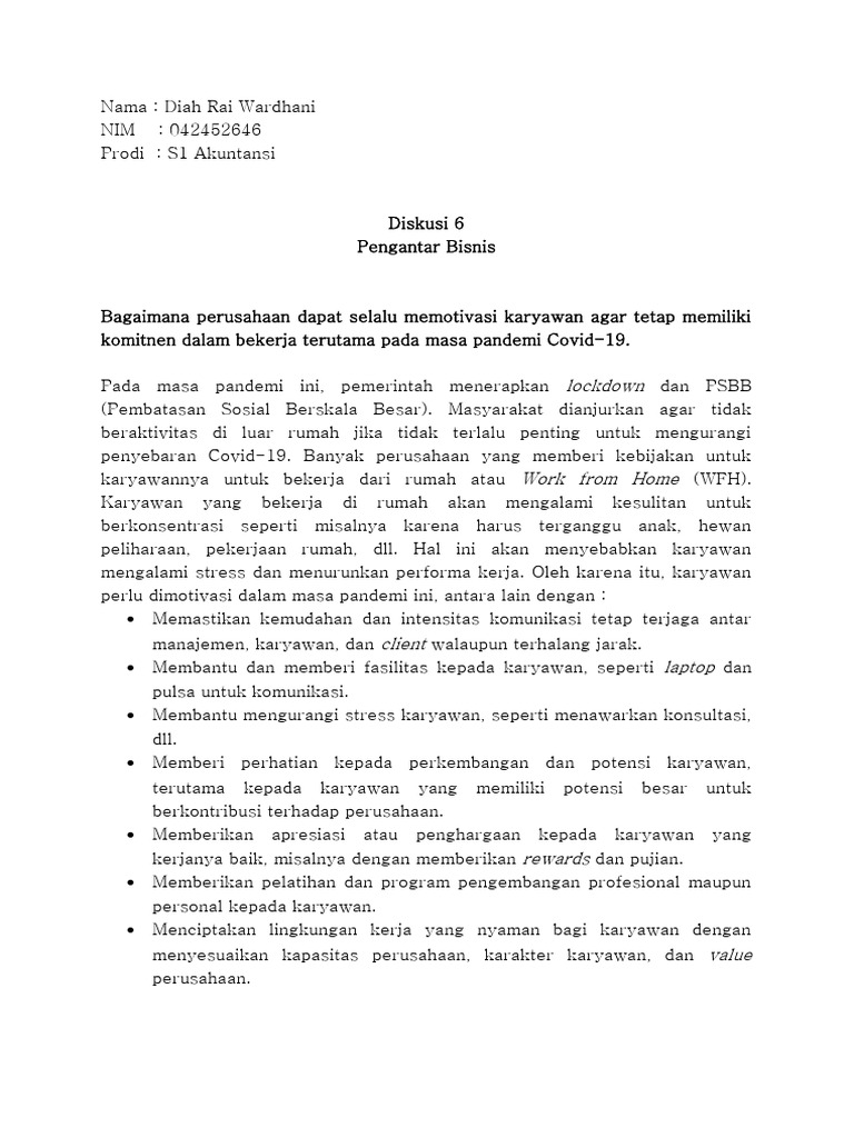 Diskusi 6-Pengantar Bisnis | PDF | Karier & Perkembangan