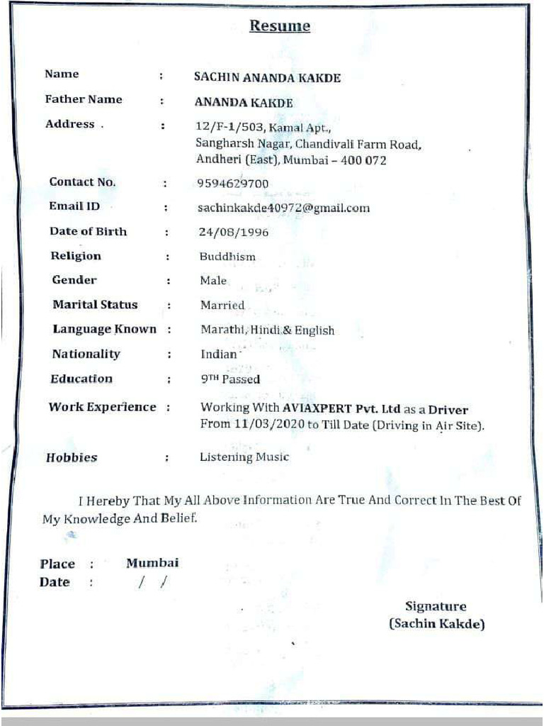 Sachin CV | PDF