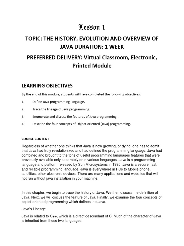 Lesson 1 | PDF | Java Virtual Machine | Computer Science