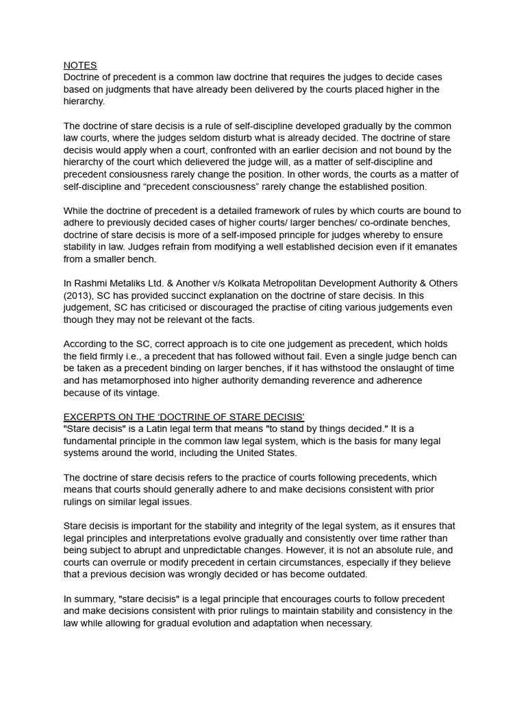 Doctrine of Stare Decisis Explained | PDF | Precedent | Obiter Dictum