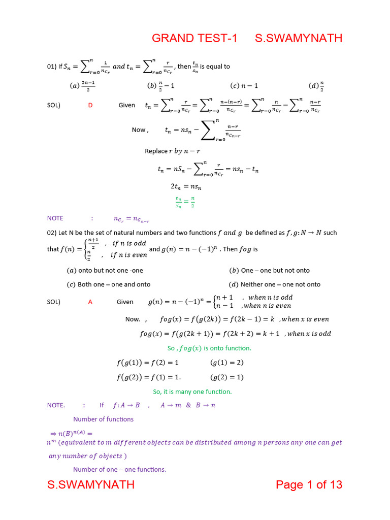 Mathematical Functions and Equations Analysis | PDF