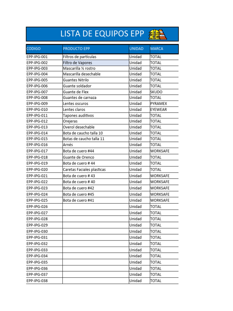 Inventario de Epp - Entrada y Salida | PDF | Equipo deportivo | Lugar de trabajo