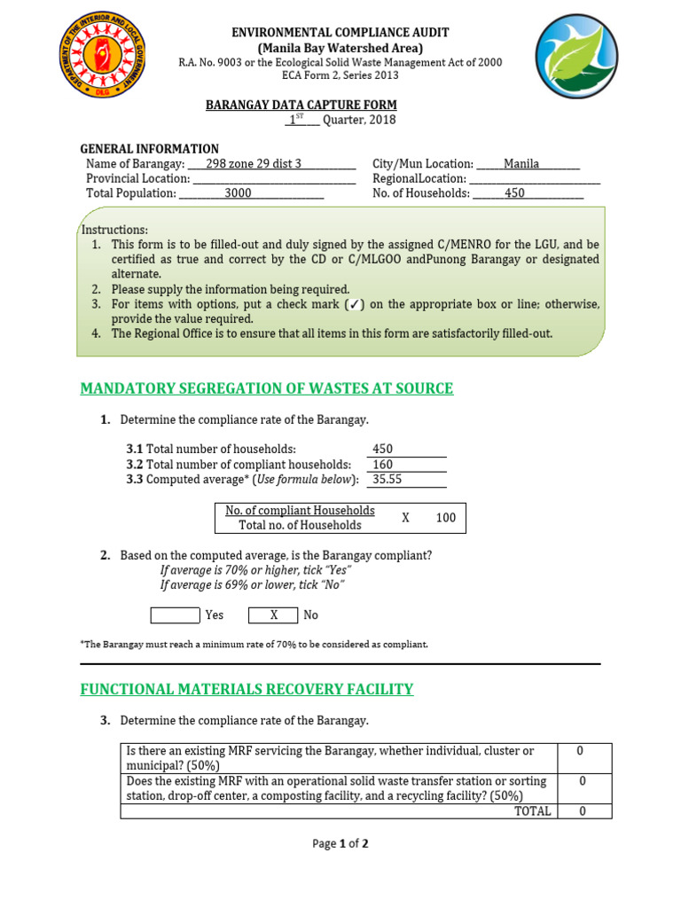 Environmental Compliance Audit Form | Download Free PDF | Waste ...