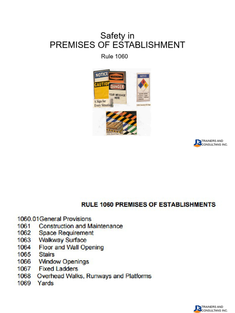Section 9 - Safety in Premises of Establishment | PDF | Firefighting ...