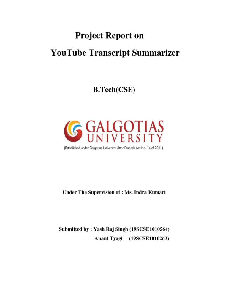 YouTube Transcript Summarizer | PDF YouTube Transcript Summarizer | PDF