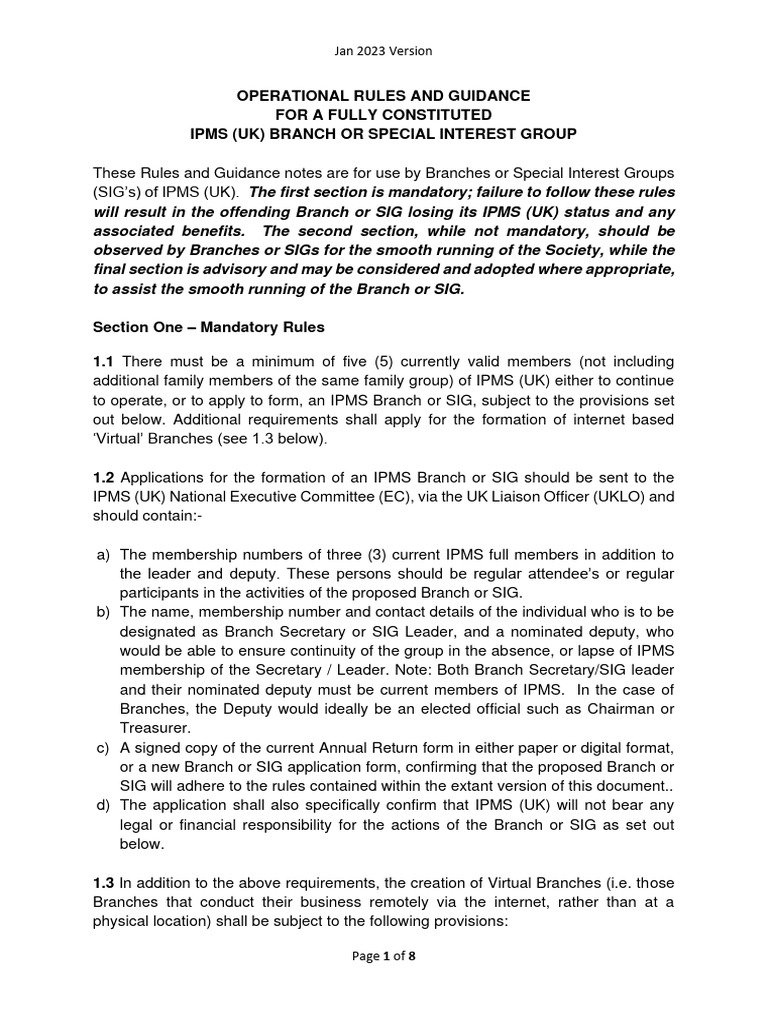 IPMS UK Branch and SIG Operational Guidance Jan 2023 | PDF
