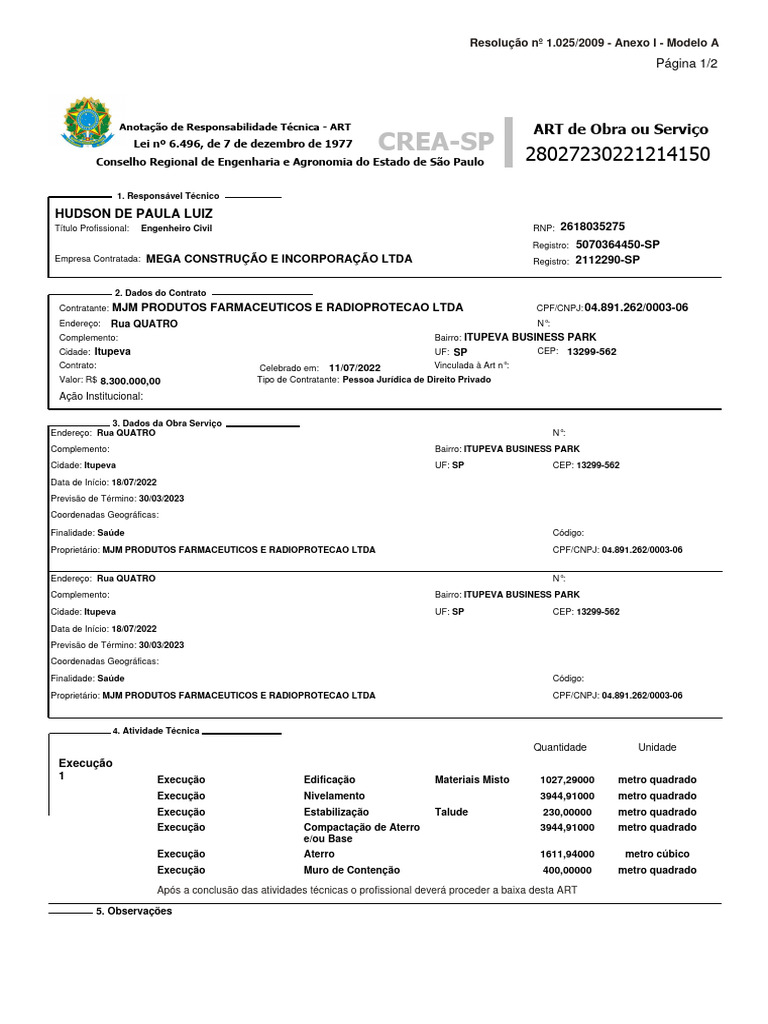 Obra RPH Ciclotron - Art Principal - Hudson - Assinada | PDF