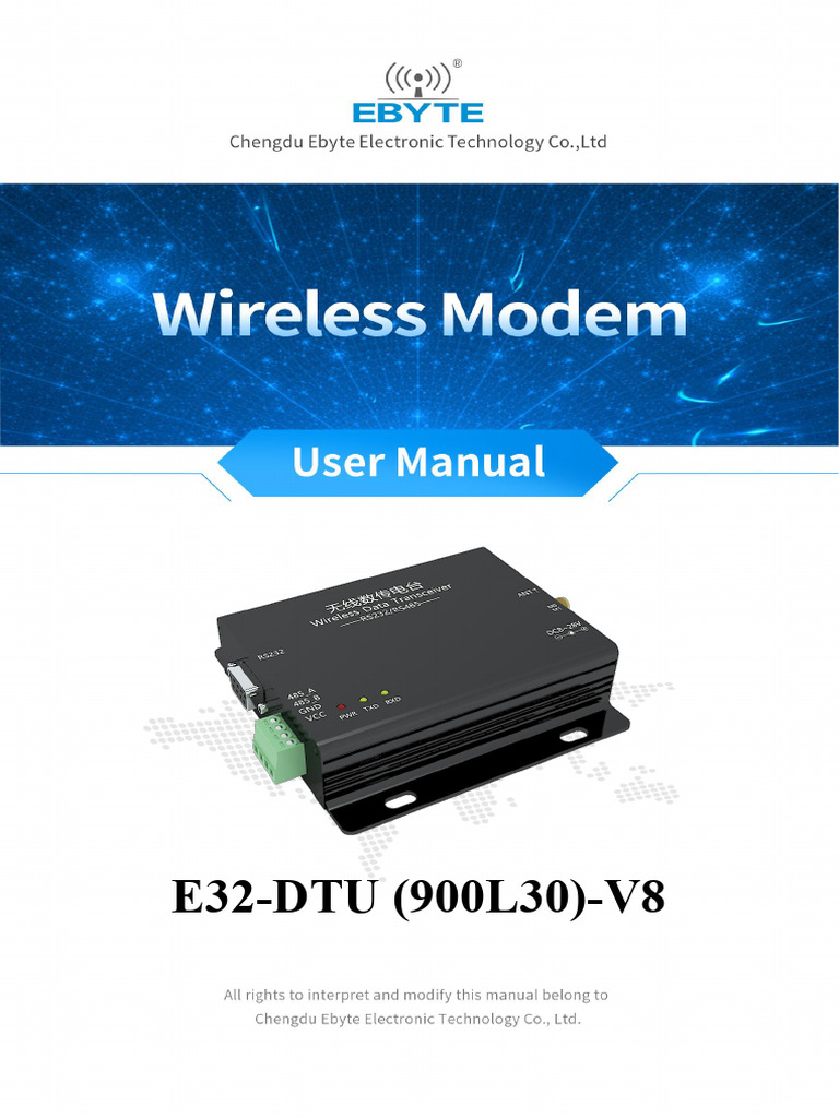 E32-DTU+(900L30)-V8_UserManual_EN_V1.1 | PDF