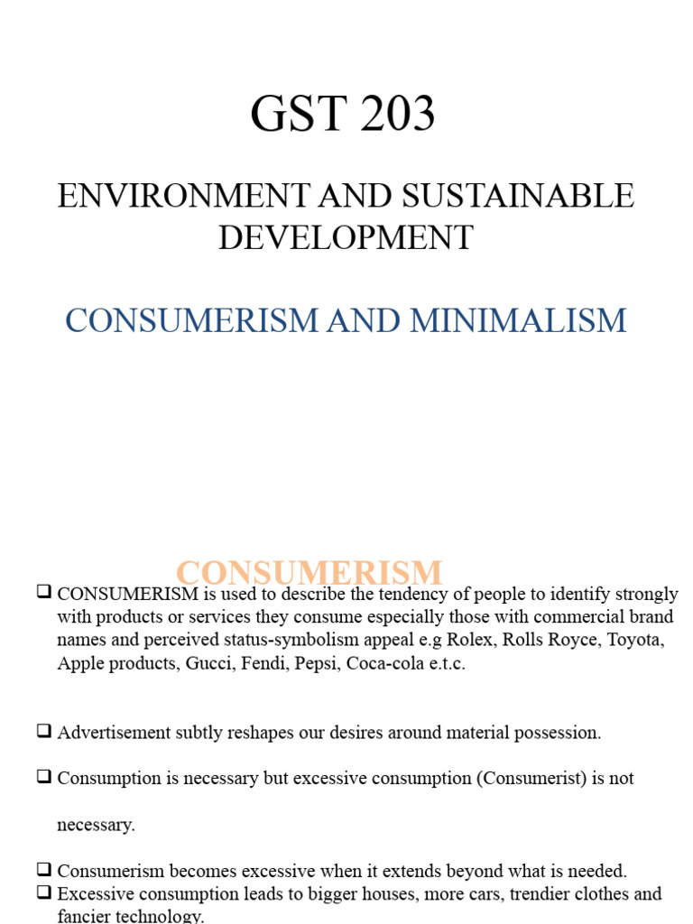 Consumerism and Minimalism | PDF | Consumerism | Economies