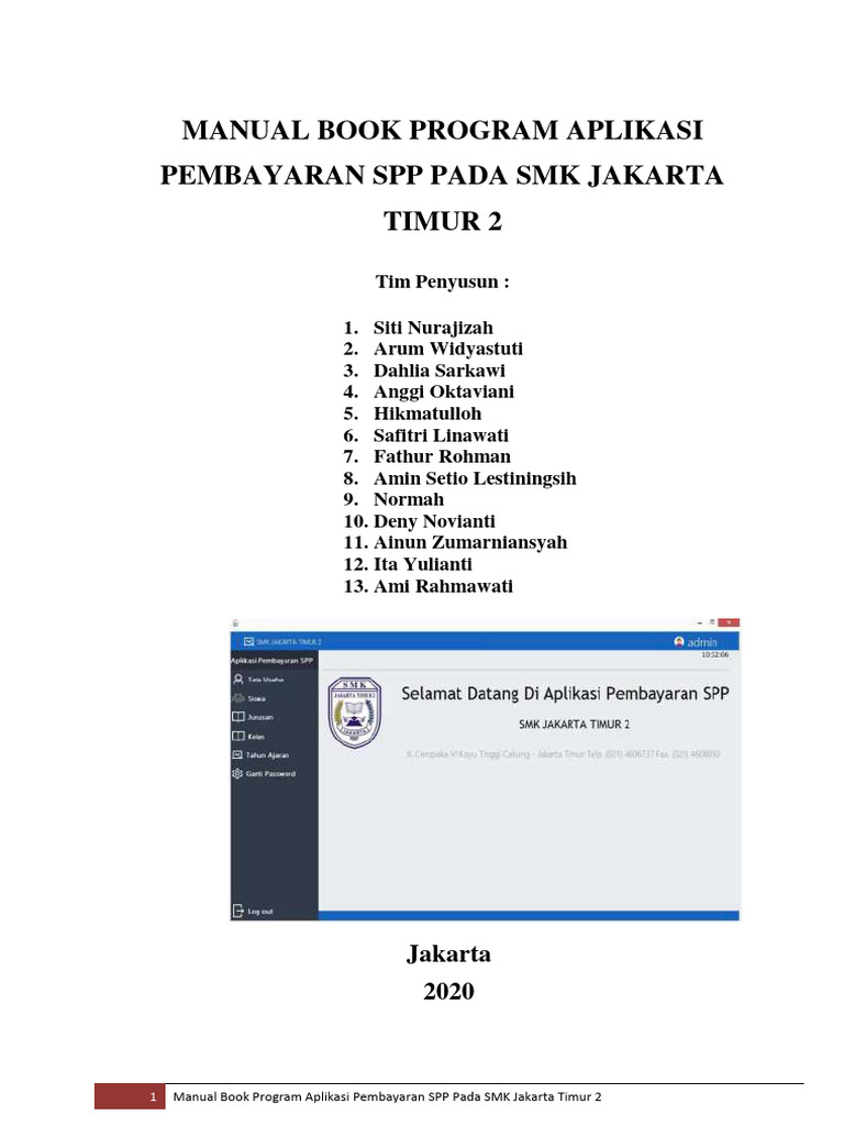 Manual Book Program Aplikasi Pembayaran SPP Pada SMK Jakarta Timur 2 | PDF