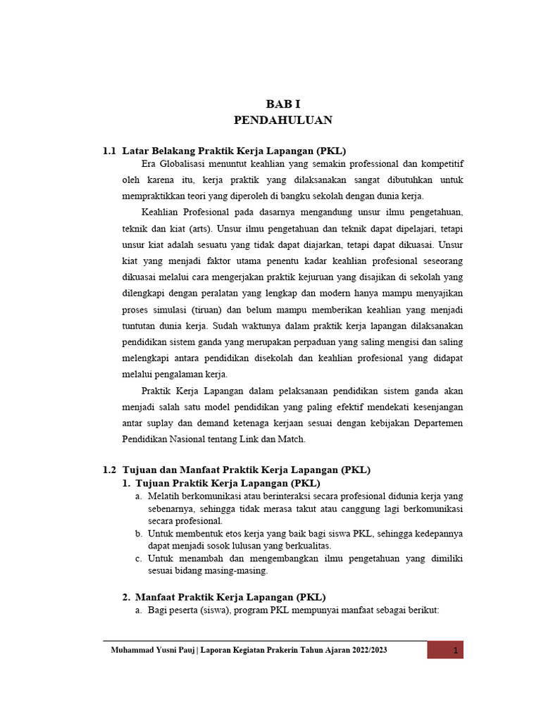 Laporan Praktik Kerja Lapangan Perkantoran | PDF | Karier ...