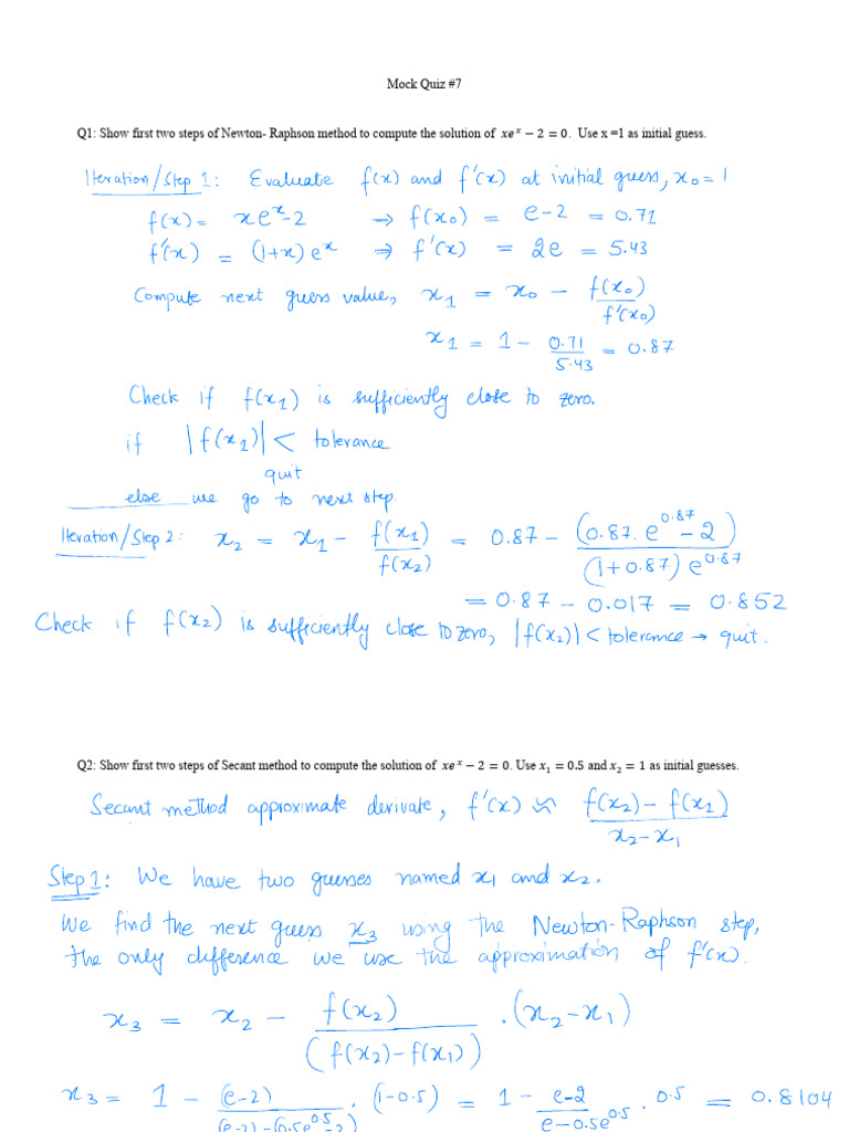Newton-Raphson & Secant Methods Steps | PDF | Mathematical Analysis ...