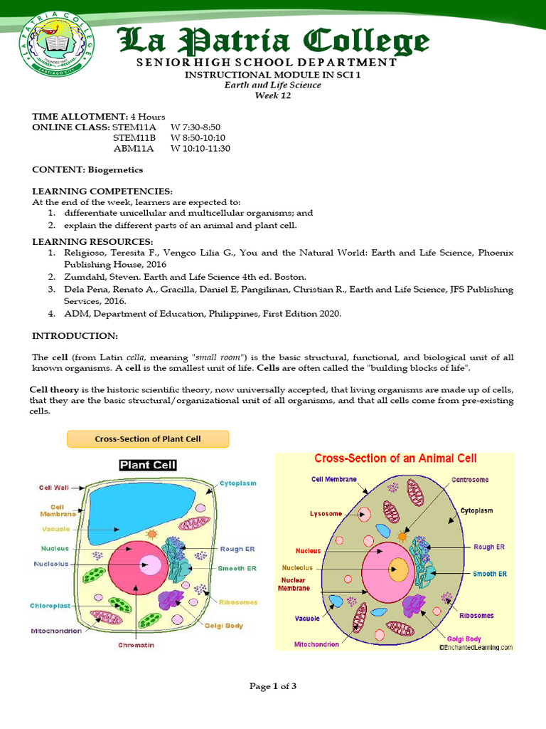 Module Sci1 Week12 | PDF | Cell (Biology) | Eukaryotes