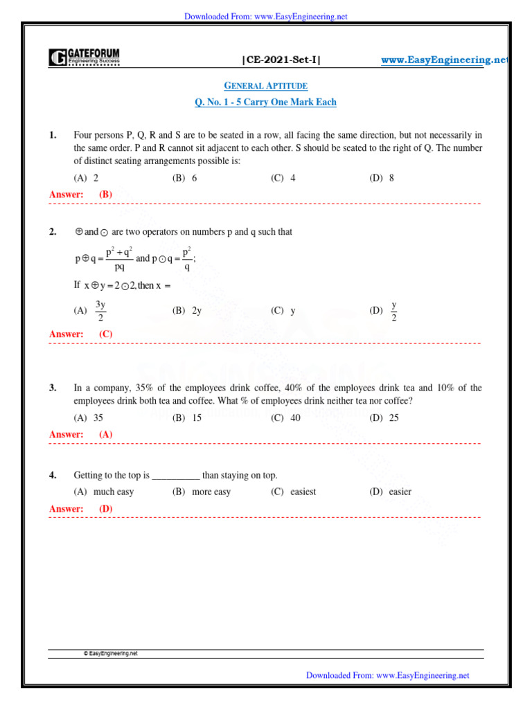 General Aptitude and Civil Engineering Exam Questions | PDF | Aquifer ...