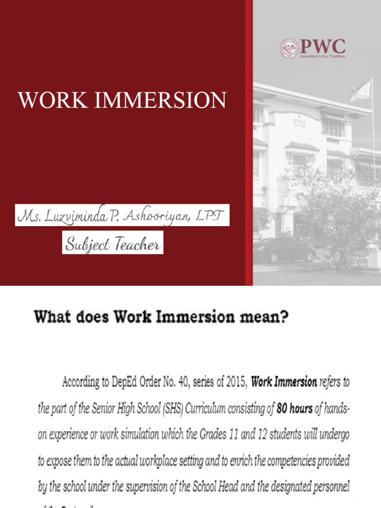 Work Immersion | PDF | Career & Growth