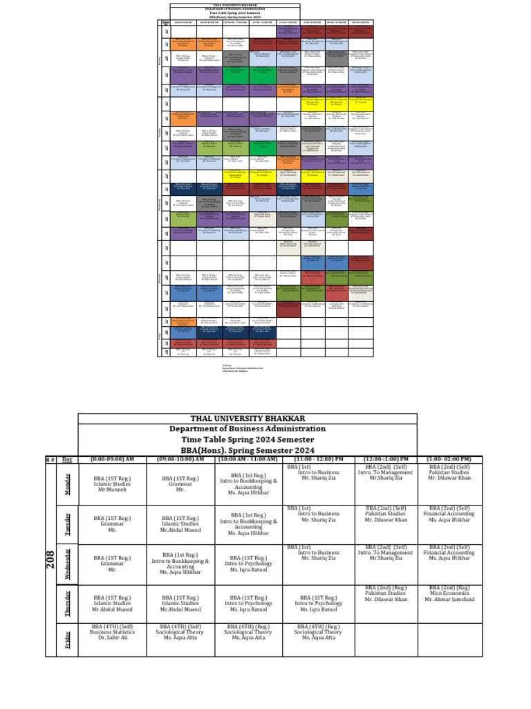 Spring 24 Tentative Time Table DBA | PDF | Accounting | Business