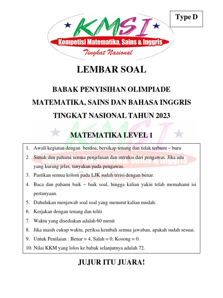 Matematika Level 1 D fix | PDF