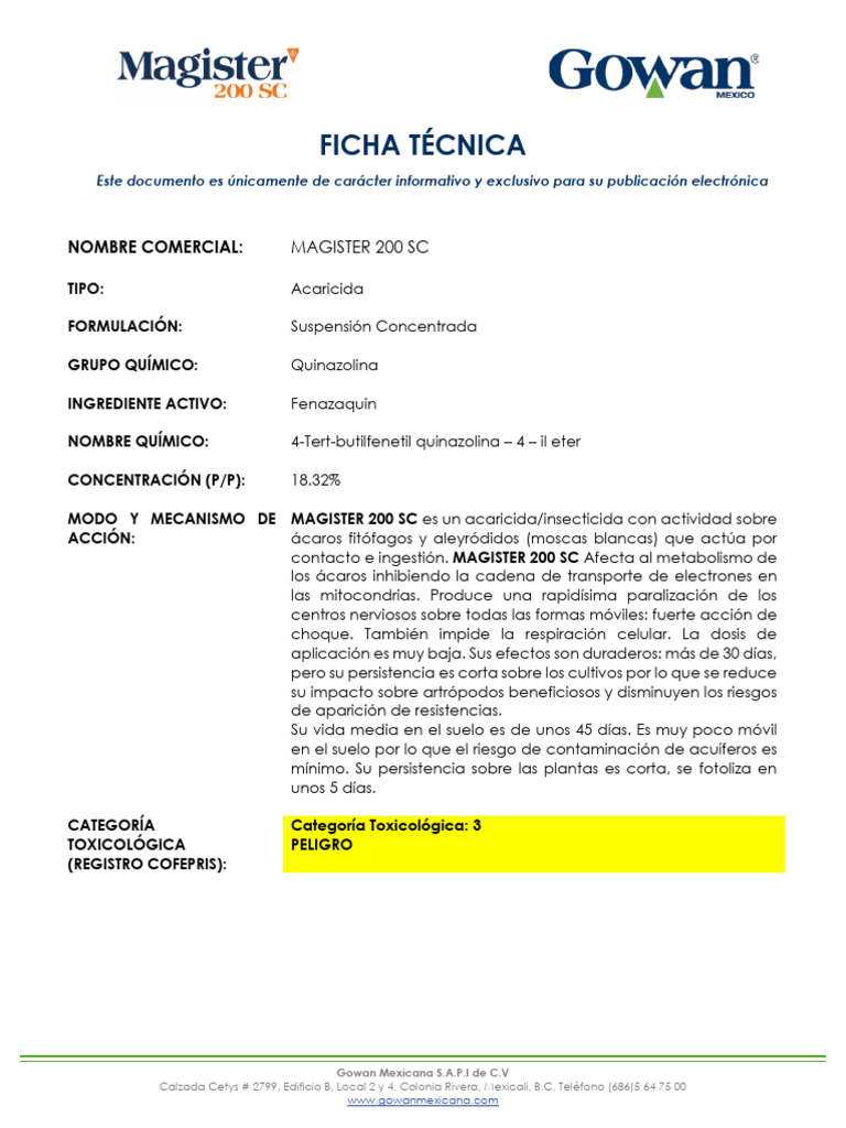 Magister Ficha Tecnica | PDF
