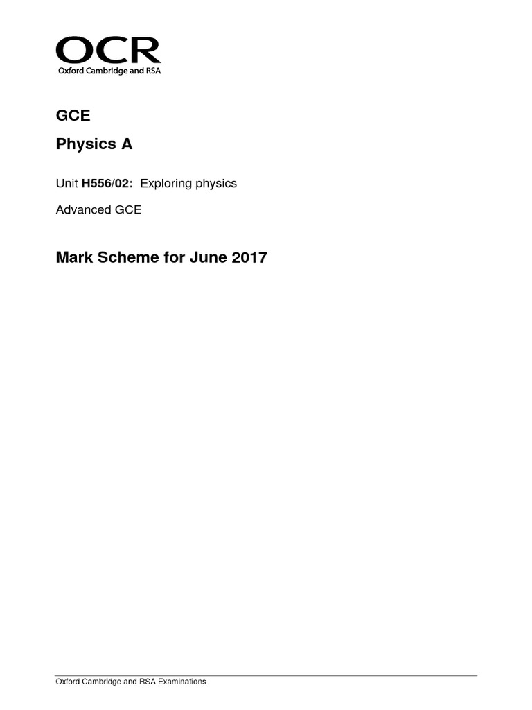 Mark Scheme Exploring Physics | PDF