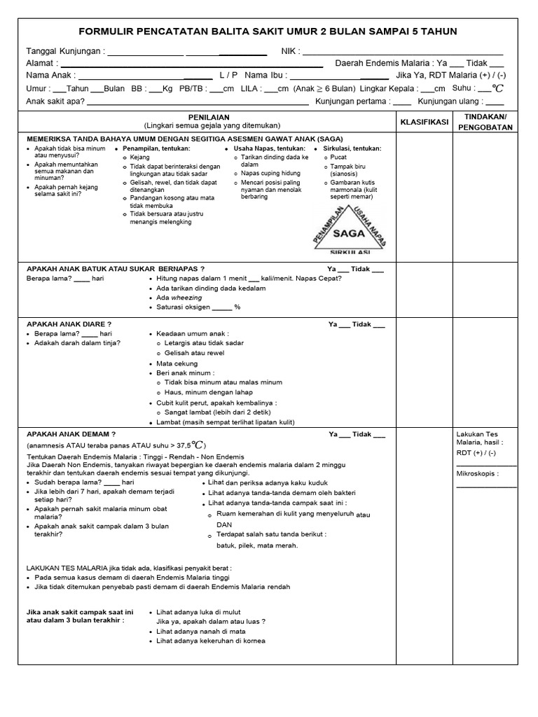 Format Pengkajian MTBS Terbaru | PDF