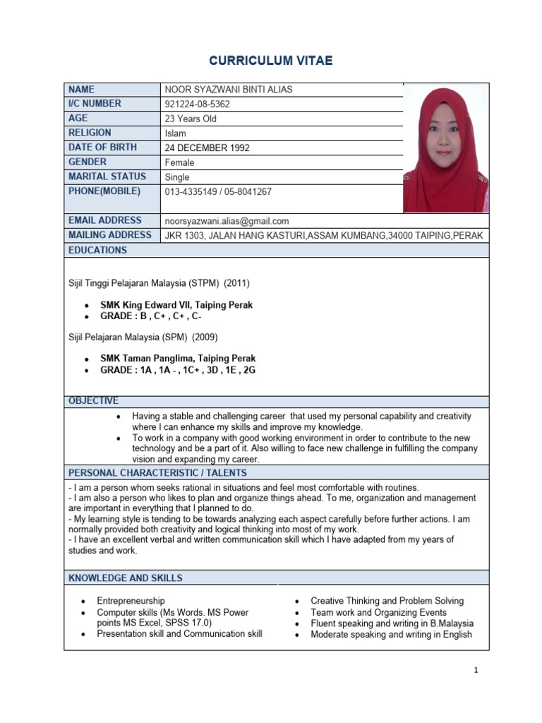 Wani Resume Pdf