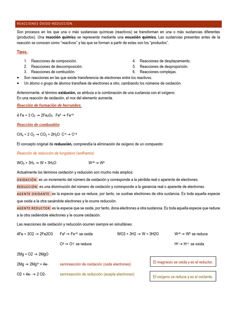 Reacciones Óxido-Reducción | PDF