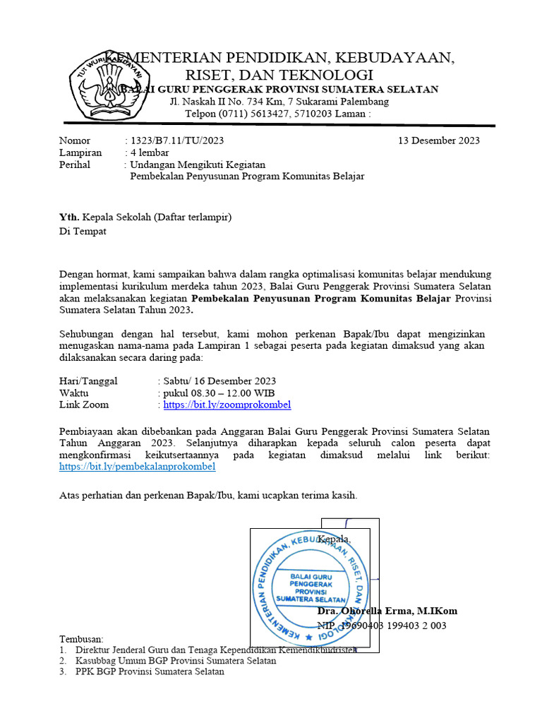 1323 Surat Undangan Program Kombel | PDF