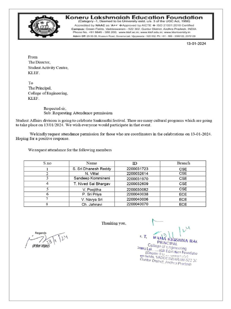 Cultural Programs Permission Letter | PDF