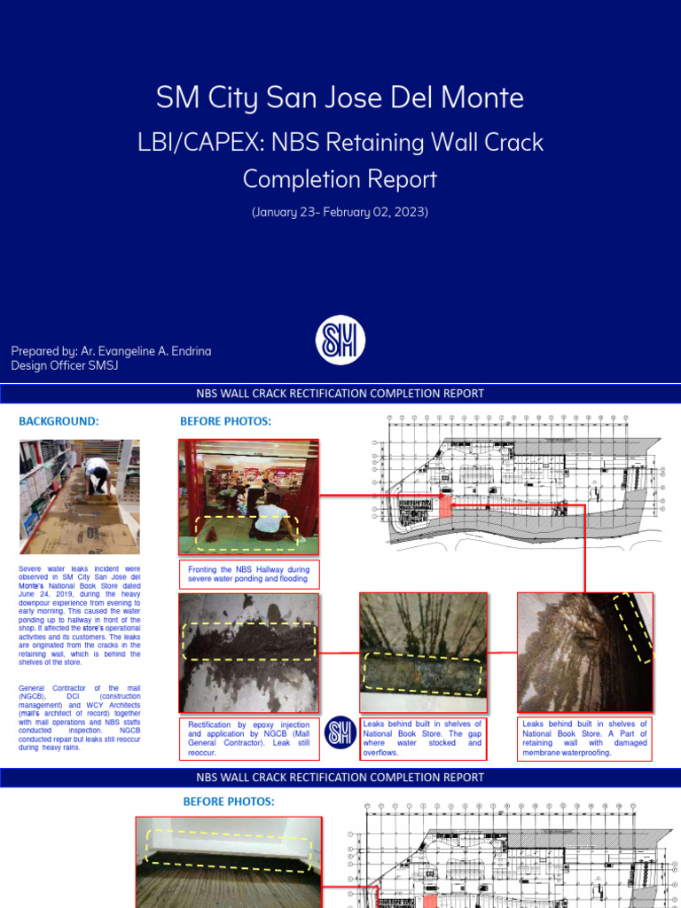 NBS Retaining Wall Crack Rectification Completion Report | PDF | Building Engineering | Materials