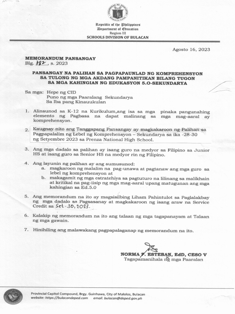 DIVISION-MEMORANDUM-NO-382-S-2023 | PDF