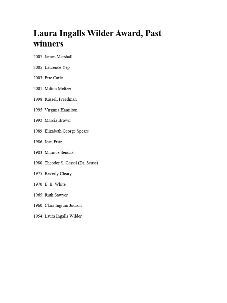 Laura Ingalls Wilder Award | PDF
