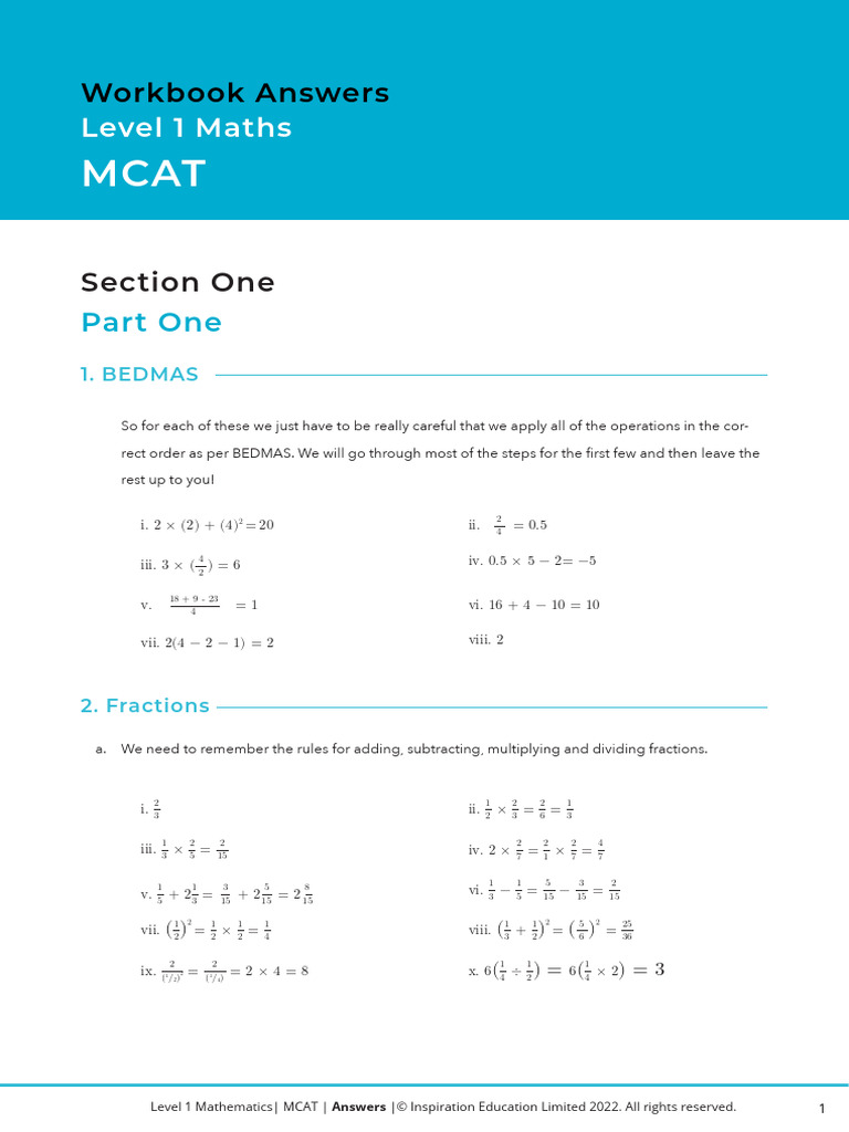 L1 Mcat Answbk 0222 | PDF | Quadratic Equation | Area
