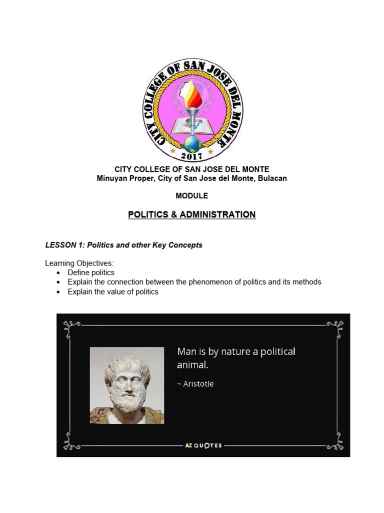 MODULE On Politics Administration | PDF | Politics | Science & Mathematics