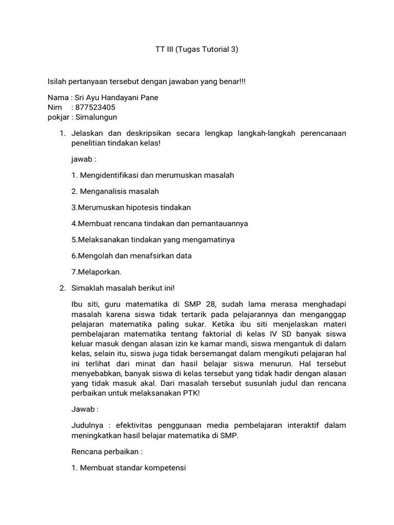 Tugas 3 PTK Sri Ayu Handayani Pane | PDF | Karier & Perkembangan | Seni