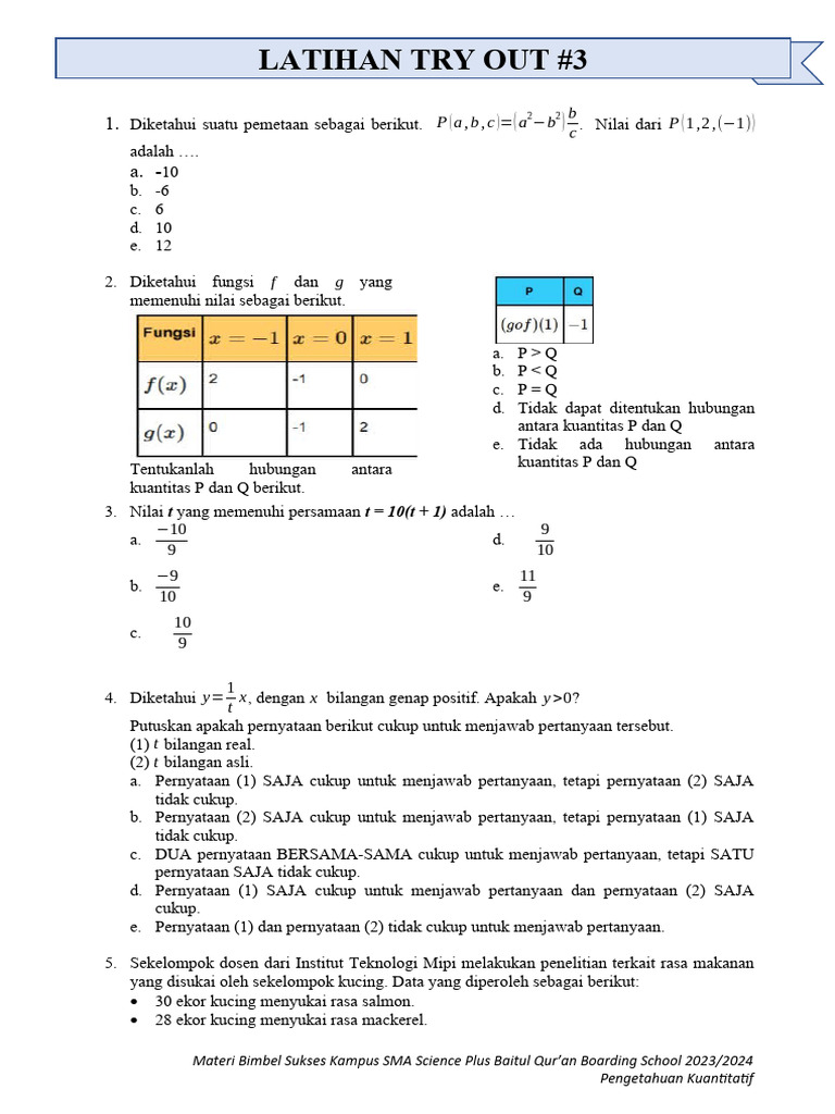 Latihan Try Out#3 print | PDF