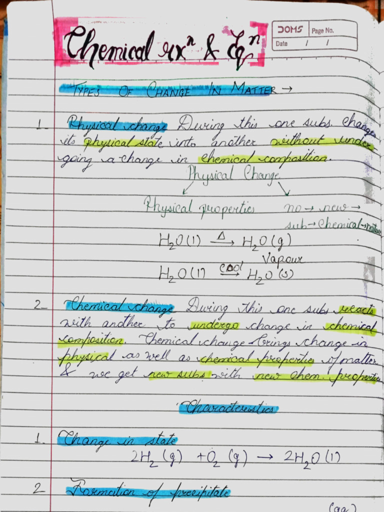 Chemistry - 01 Chemical Reactions and Equations | PDF