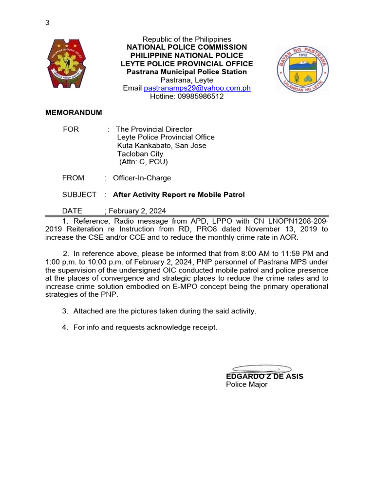 After Activity Report: Mobile Patrol | PDF