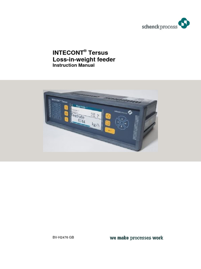 Loss-In-weight Feeder - Intecont Tersus | PDF | Power Supply | Calibration