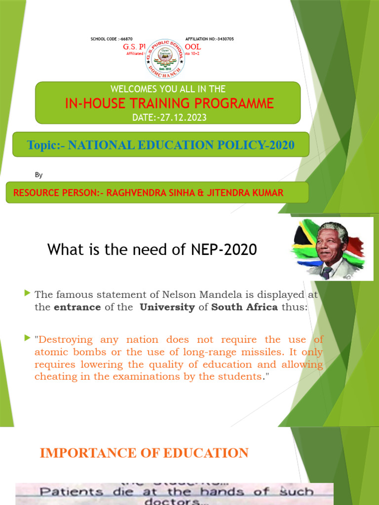 Nep 2020 Final Ppt Gsps | PDF | Curriculum | Preschool