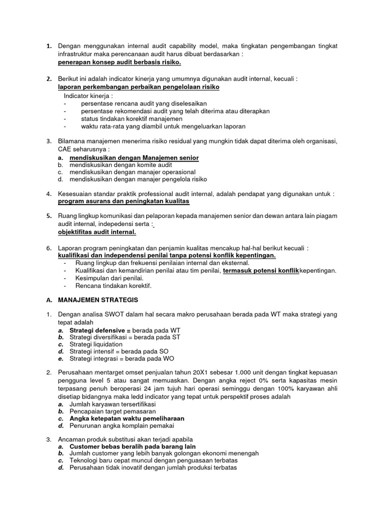 QIA Manajerial Komprehensif | PDF