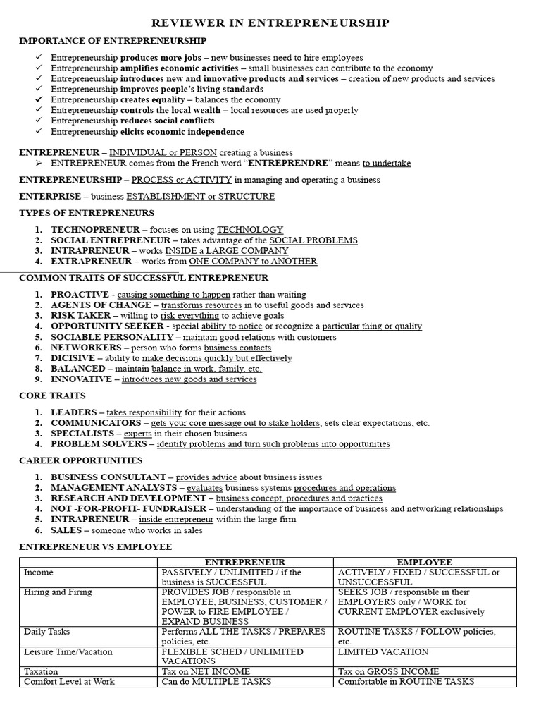 Reviewer in Entrepreneurship | PDF | Entrepreneurship | Private Sector