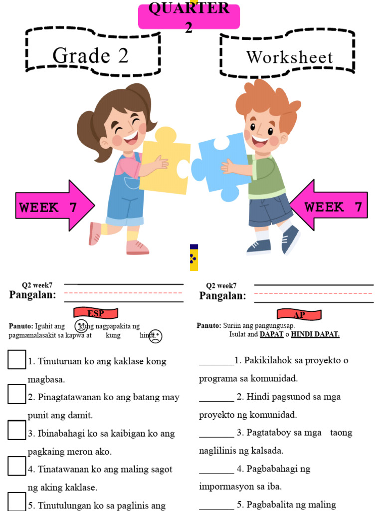 WORKSHEETS Q2 Week7 | PDF