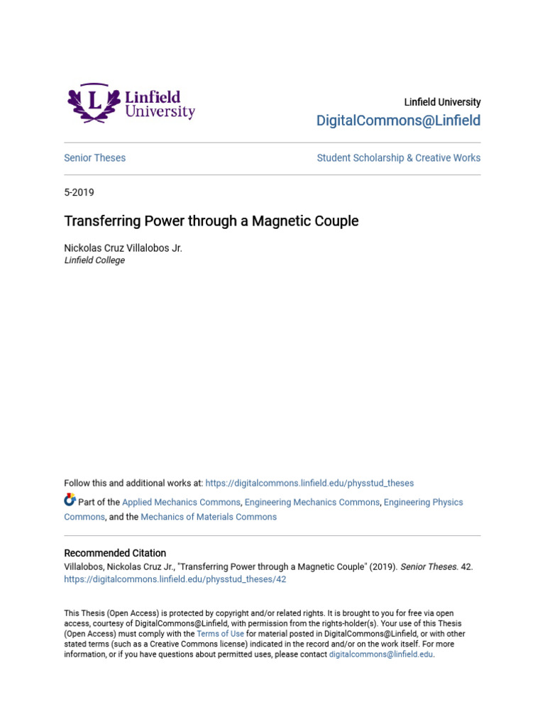 Transferring Power Through A Magnetic Couple | PDF | Magnetic Field ...